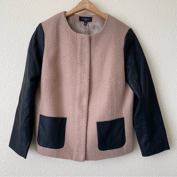 Talbots | Jackets & Coats | Talbots Tweed And Faux Leather Jacket ...